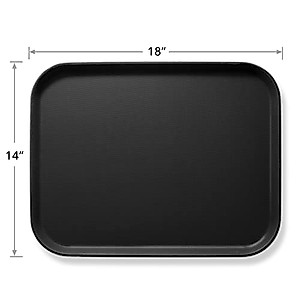 Jubilee (Set of 4) 14" x 18" Rectangular Restaurant Serving Trays, Black - NSF Certified Non-Slip Food Service Tray