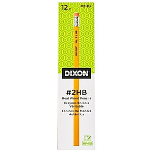 Dixon No. 2 Yellow Pencils, Wood-Cased, Black Core, #2 HB Soft, 12-Count (14402)