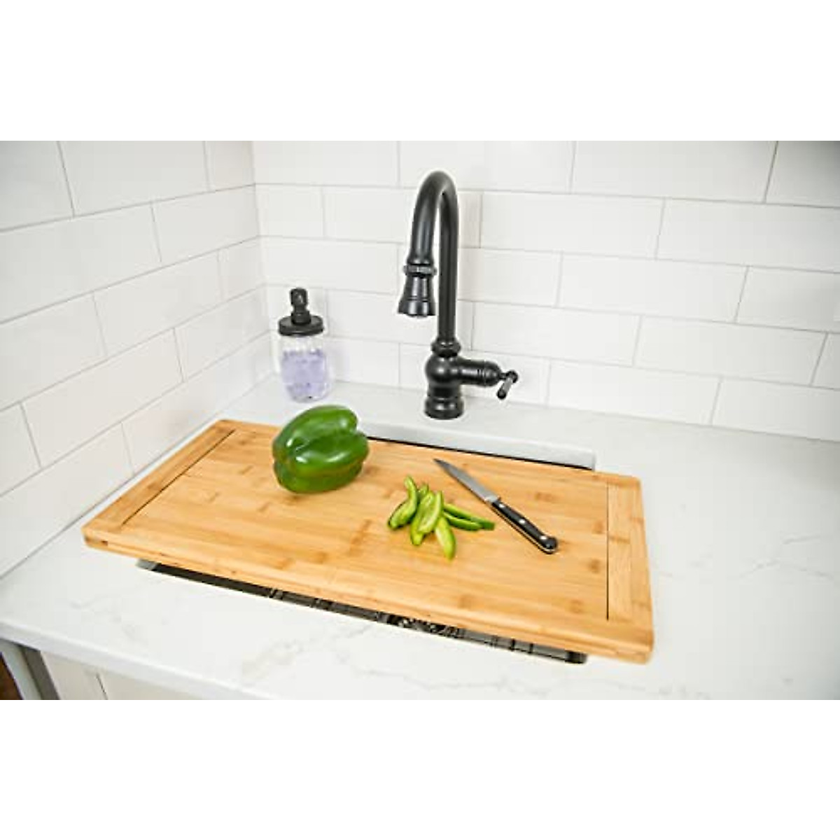 Lipper International 8841 Bamboo Wood Over-the-Sink Expandable Cutting Board, 34" x 11 1/2" x 3/4"