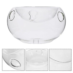 Housoutil 1pc Double Wall Glass Salad Bowl, Handmade Dry Ice Artistic Conception Glass Cooking, Clear Hollowware Bowl, Microwave, Freezer and Dishwasher Safe for Kitchen Home Housewarming Party