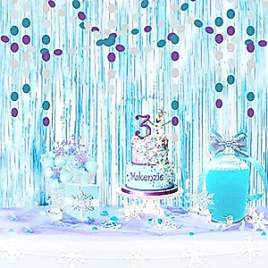 Purple-Blue Silver Frozen-Christmas Party-Decorations Streamers - 52Ft Winter Girl Birthday New Year Paper Garland Hanging Banner,Wonderland Mermaid Baby Shower Wedding Supplies Decor Lasting Surprise