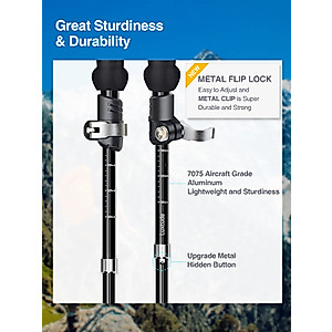 Luxtude Trekking Poles Hiking Poles, Collapsible Folding Hiking Sticks, Ultra Lightweight Aluminum 7075 Walking Sticks for Women and Men, Adjustable Hiking Stick with Aluminum Flip-Lock (2 Pack)