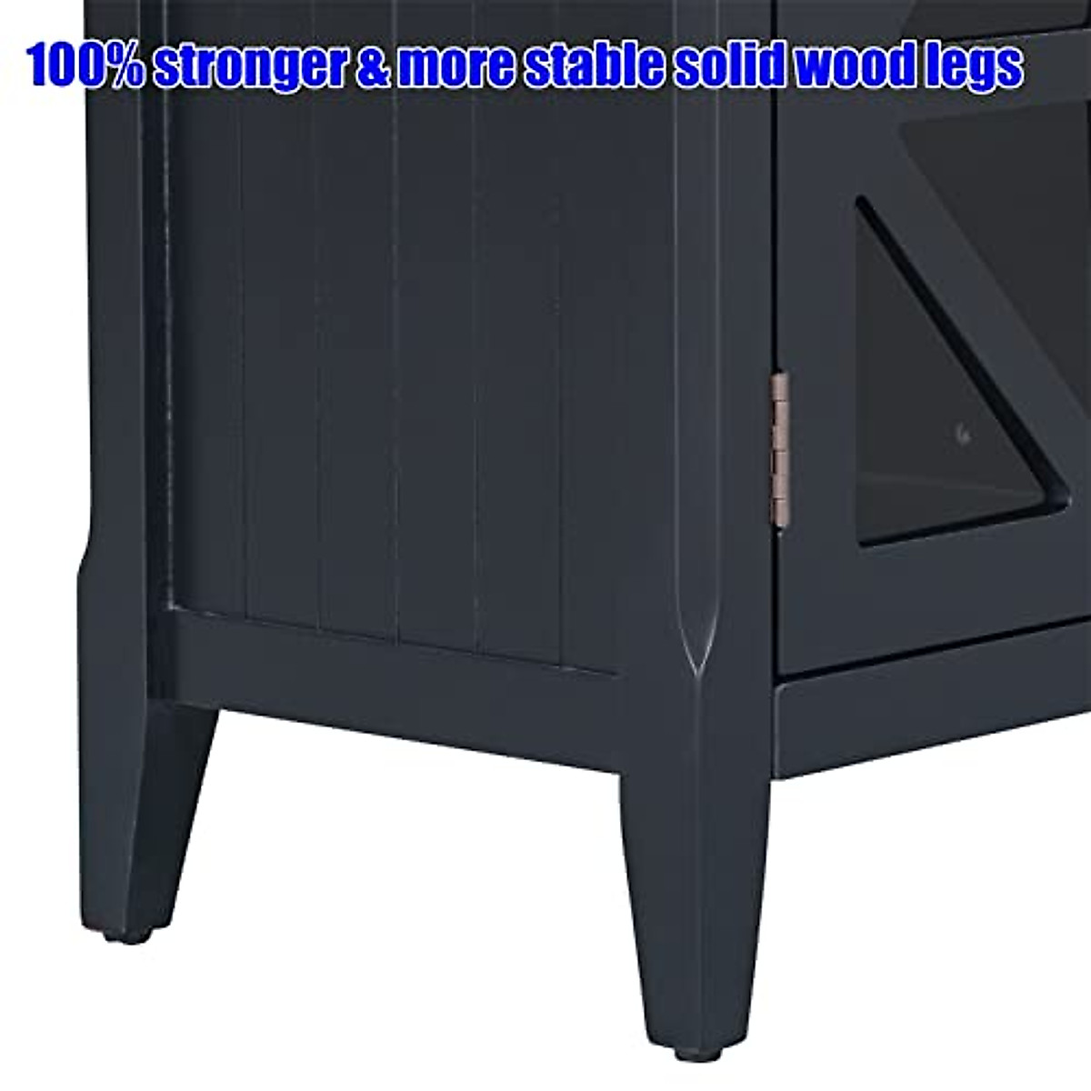 PRIARI Upgraded Version & Stronger Console Table Kitchen Buffet Sideboard with 3 Doors and Shelves, Thickened Enhanced Solid Wood Storage Cabinet for Entryway Dining Room (Faster Assembly) (Black)