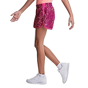 C9 Champion Girls' 2" Woven Running Shorts, Splatter Day Magenta Zeal, Medium