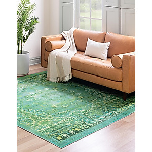 Unique Loom Renaissance Collection Area Rug - Roma (7' 3" Square, Spring Green/ Light Blue)