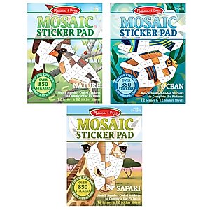 Melissa & Doug Mosaic Sticker Pad Bundle Play Set 3-Pack: Safari, Ocean and Nature - 12 Scenes Each