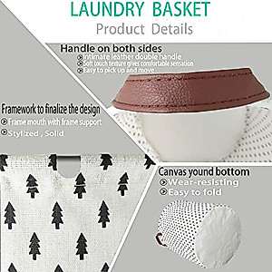 BOOHIT Storage Baskets,Canvas Fabric Laundry Hamper-Collapsible Storage Bin with Handles,Toy Organizer Bin for Kid's Room,Office,Nursery Hamper, Home Decor (Tree)