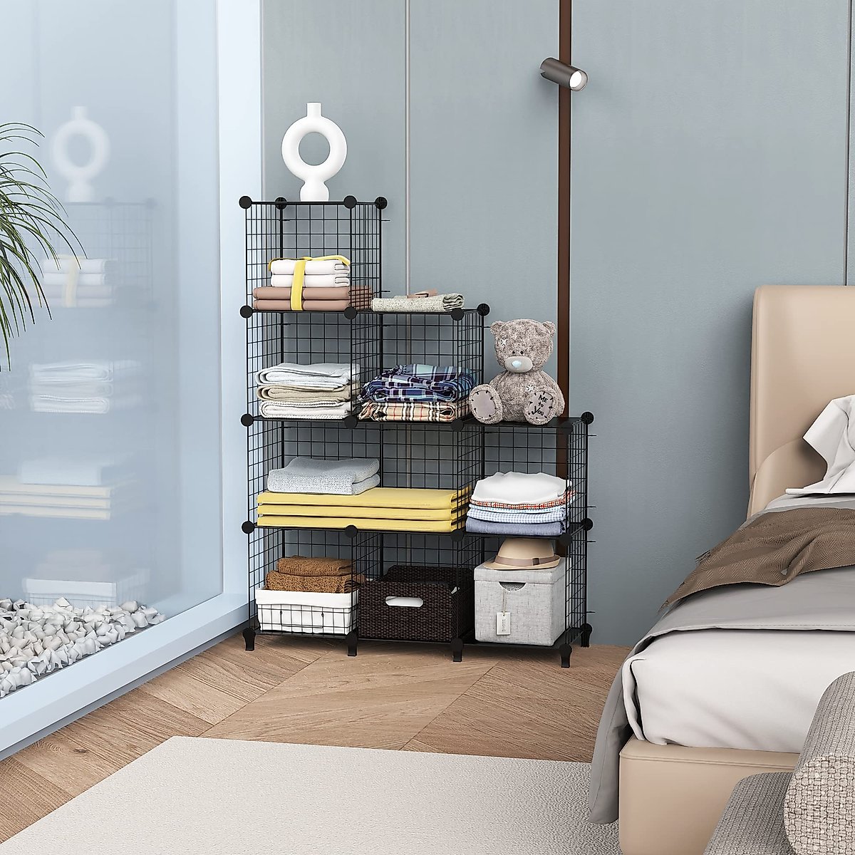 HOMIDEC Cube Storage, Storage Shelves 9 Cube Bookshelf Bookcase Closet Organizer and Storage Wire Storage Cube Multi-Use DIY Storage Cube Shelf for Books, Toys, Clothes, Tools