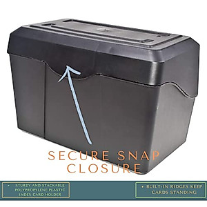 1InTheOffice Index Card Box 5x8 Index Card Holder, 400 Card Capacity Black (2 Pack)