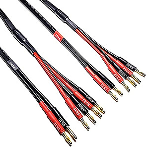 CESS-106-3f Bi-Wire Banana Plug Splitter Speaker Cable, 2 Banana Plugs to 4 Banana Plugs, 12 Gauge, 2-Channel (3 Feet)
