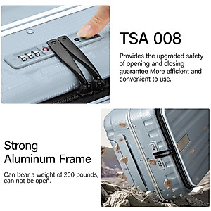 Hanke 24 Inch Checked Luggage with Spinner Wheels PC Hard Shell Suitcases Top Open Aluminum Frame Travel Luggage Rolling Suitcase for Woman Men.(Grey)