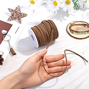 Leather String, Flat Suede Cord Faux Leather Cord Thin Leather Lace for Bracelets, Necklaces, Jewelry Making and Art Crafts (2.7 MM Brown)