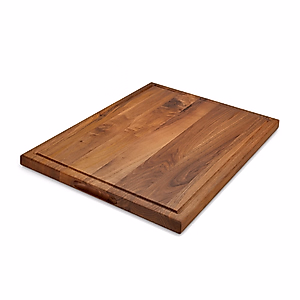 TeakCraft Large Walnut Cutting Board with Juice Grove, Chopping Board for Meat, Knife Friendly, Reversible, The Petra (20x15x1inch)