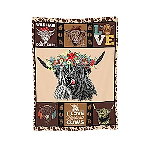 Highland Cow Throw Blanket Gifts for Women Adults Highland Cattle Animal Print Blanket Ultra Soft Cozy Plush Fleece Warm Lightweight Blanket for Living Room Couch Bed Dorm Chair Sofa Decor 40''X50''