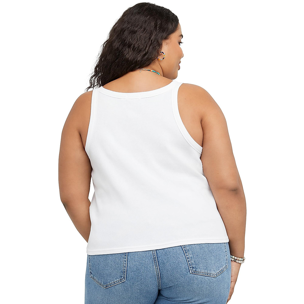 Hanes Originals Racerback Top, Cotton Ribbed Tank, Women's Sleeveless Shirt, Available in Plus, White