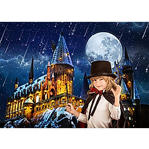 LYCGS 7X5FT Halloween Backdrop Magic Castle School Backdrop Wizard Background Night Moon Backdrop Kids Birthday Party Banner Halloween Photo Backdrop Kids Halloween Photography Backdrop X-87