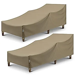 SunPatio Outdoor Chaise Lounge Covers, 2 Pack Patio Chaise Cover 84" L x 30" W x 24" H, Heavy Duty Waterproof Beach Chair Cover with Seam Taped, Helpful Air Vents, All Weather Protection, Taupe