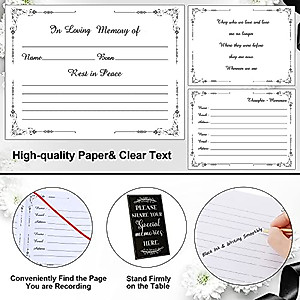 124 Pages Funeral Guest Book Celebration of Life Guest Book for Memorial Service Hardcover Guest Book, in Loving Memory Golden Pen and Memory Table Card Sign Included, Set of 3 Pieces(Elegant Style)