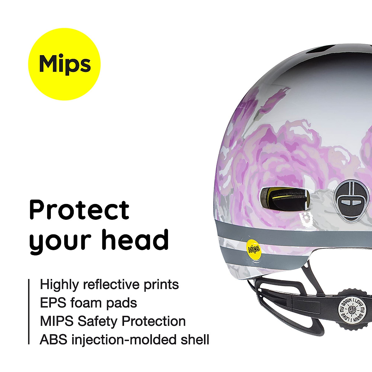 Nutcase, Street, Adult Bike and Skate Helmet with MIPS Protection System for Road Cycling and Commuting, Delicate Flower Reflective MIPS, Large