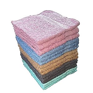 Petal Cliff 15 Pack, 100% Cotton Wash Cloth, Wash Rags Pack, Extra Soft, Highly Absorbent, Machine Washable Size 12 X 12 inch, Assorted Colors - Color May Very.