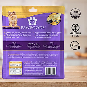 PawFoods Treats Fruity Paws - Organic Dog Treats Healthy, Low Calorie Puppy Treats for Joint and Hip Support, Tasty Natural Treats for All Dogs, Only 5 Cal, Approx. 60 per Bag - 170g - Made in USA