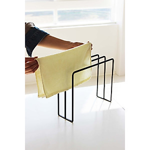 YAMAZAKI Dish Home Dishcloth Hanger | Steel | Towel Holder, One Size, Black