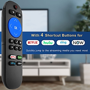 Universal for Roku TV Remote, Replacement for Hisense, TCL, Sharp Roku TV Remote, Remote Control Replacement for Roku TV with Netflix, Sling, Hulu, Now Button and Battery