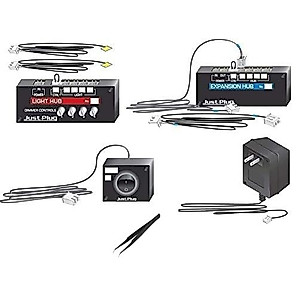 Woodland Scenics Just Plug Lighting System, Light Hub, Expansion Hub, Auxiliary Switch and Power Supply with Make Your Day Tweezers