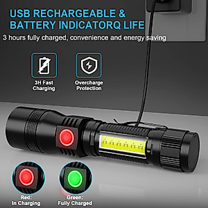 Karrong UV Flashlight Rechargeable, Black Light Flashlights, 2000lm Pocket-Sized LED Torch with Clip, Water Resistant, 7 Modes for Pet Clothing Detection/Emergency/Camping 2pack