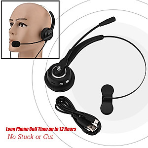 Bluetooth Business Headset with Mic, 12 Hours, Noise Cancelling, Comfortable Wearing, Lightweight for Call Center, Computer, Telephone, Desktop Box