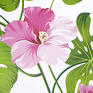 SimpleLife4U Hawaii Flower Style Furniture Paper Self-Adhesive Shelf Liner Makeup Jewelry Cabinet Decor 17.7 Inch By 9.8 Feet