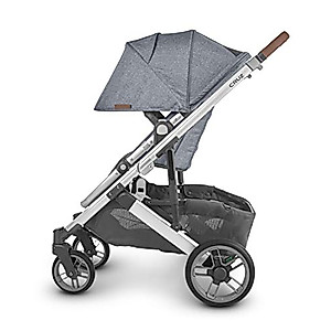 UPPAbaby Cruz V2 Stroller - Gregory (Blue Marl/Silver/Saddle Leather) + Bassinet - Gregory (Blue Marl/Silver)