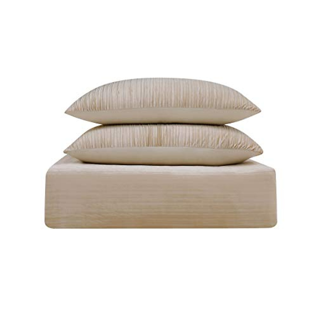 Christian Siriano Crinkle Luster Velvet Comforter Set, Full/Queen, Champagne