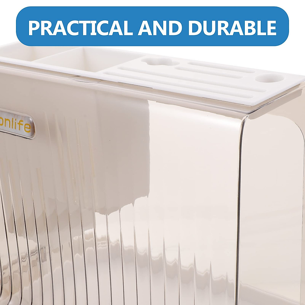 Cabilock Transparent holder kitchen utensil cutting board organizer holder for kitchen drawer kitchen tool holder flatware plastic tray block the pet white household