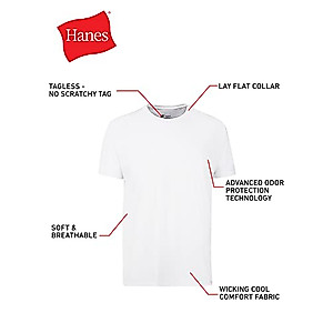 Hanes Men Hanes Men's Cotton Undershirt, Moisture-Wicking Crew Tee Undershirts, Multi-Packs Available