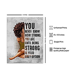 Inspirational African American Wall Art & Decor - Black Art - Encouragement Gifts for Women Woman - Uplifting Positive Quotes - Afro Girl - Motivational Posters - Bedroom Living Room Home Office
