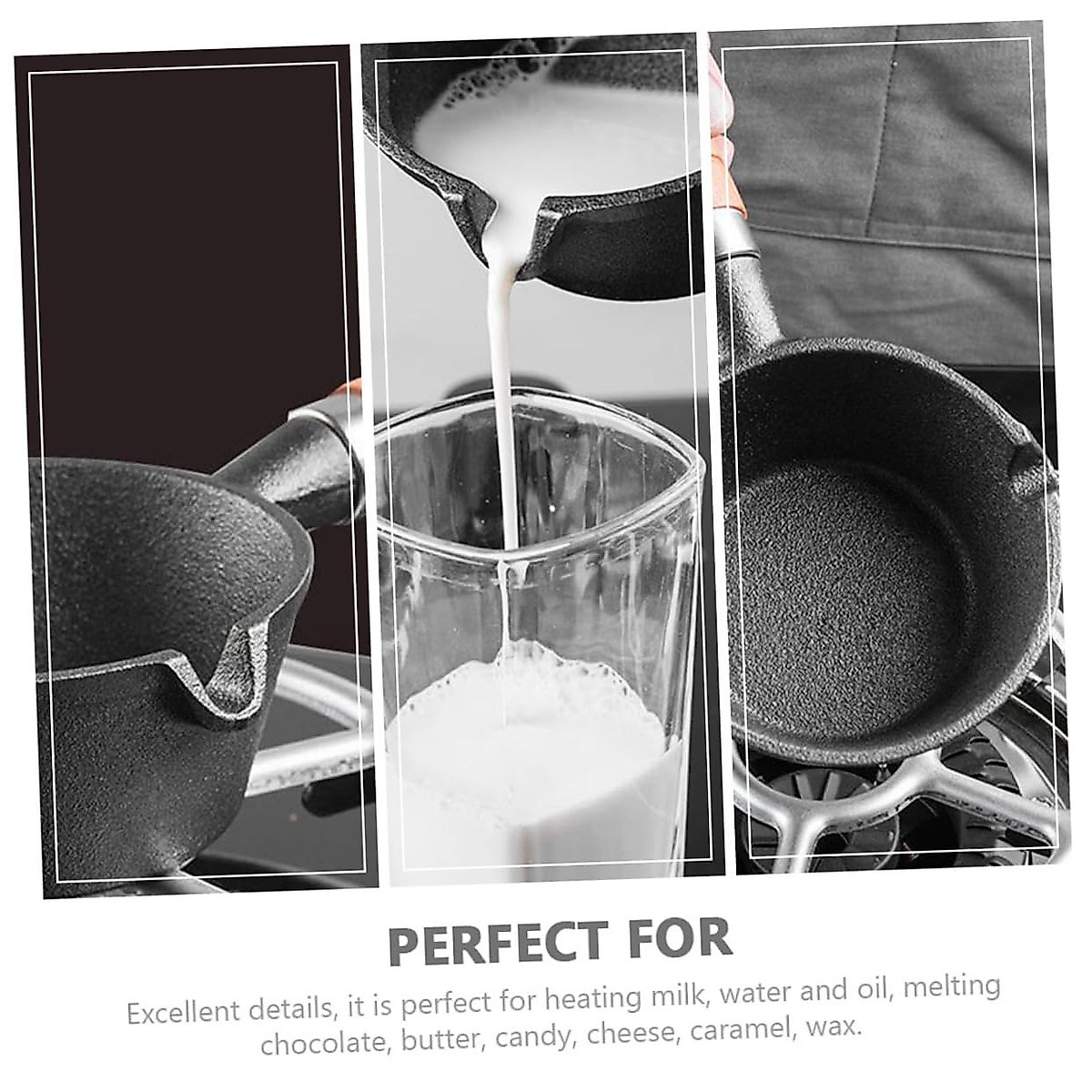 SHOWERORO Mini Hot Oil Pan Butter Warmer Pot Baking Heating Holder Lead Melting Pot Milk Pan Pasta Pot Milk Saucepan Cast Iron Pot Omelette Pan Frying Pan Small Tools Baby Wooden With Cover