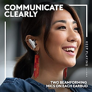 Logitech G FITS True Wireless Gaming Earbuds, Custom Molded Fit, Lightspeed + Bluetooth, Four Beamforming Microphones, PC, Mac, PS5, PS4, Mobile, Nintendo Switch - White