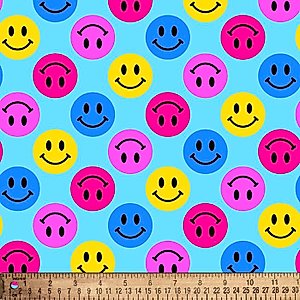 Happy Face Smileys Dots Cotton Fabric by The Yard