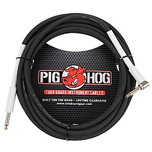 Pig Hog PH10R High Performance 8mm 1/4" to 1/4" Right-Angle Guitar Instrument Cable, 10 Feet