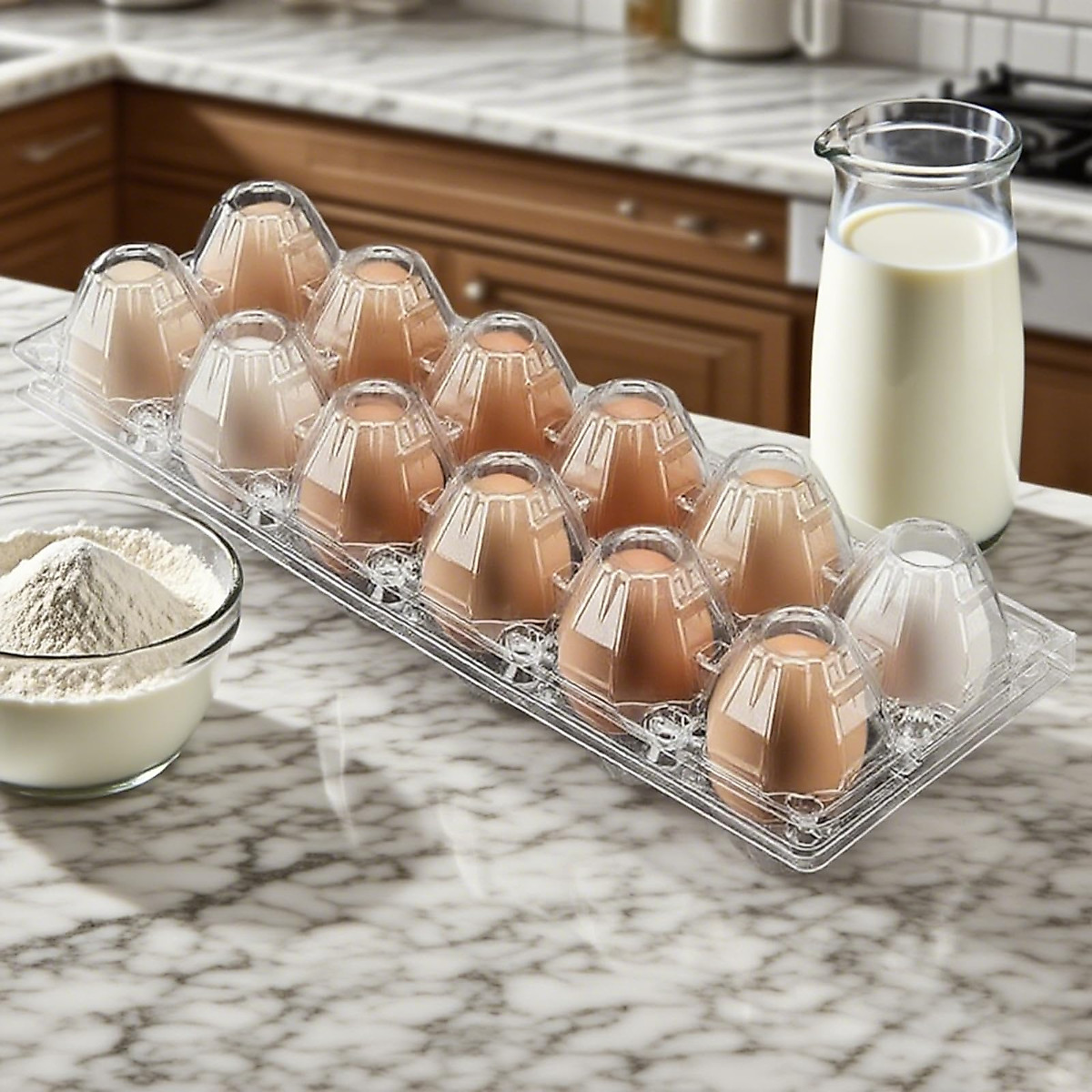 MANCHAP 80 Pack 12 Grids Clear Egg Cartons, Plastic Egg Cartons Bulk, Empty Chicken Egg Tray Holder for Family Pasture, Agricultural Market, Each Holds 1 Dozen Eggs