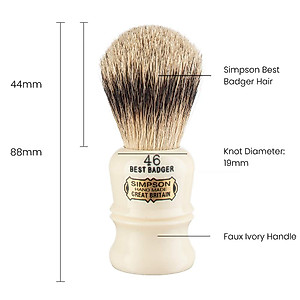 Berkeley 46 Badger Brush- Simpson Shaving Brushes - Faux Ivory Handle (Berkeley 46 Best)