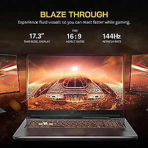 asus 2022 TUF A17 17.3'' 144Hz FHD Gaming Laptop, AMD Ryzen 5 4600H, NVIDIA GeForce GTX 1650, 16GB RAM, 512GB PCIe SSD, RGB Backlit Keyboard, Win 11 Pro, Bonfire Black, 32GB Snowbell USB Card