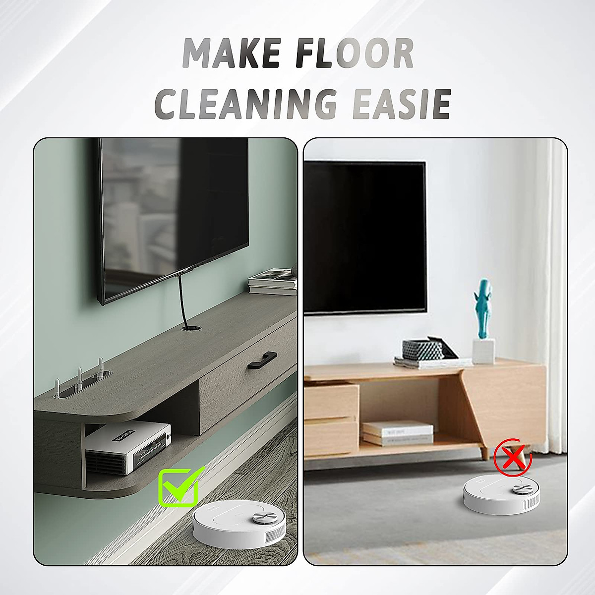 Pmnianhua Floating TV Stand,70'' Wall Mounted Floating TV Shelf for TVs up to 75 inches, Floating TV Wall Unit with Shelves for Gaming Consoles Small Spaces Apartments,Bedrooms (Light Grey Oak)