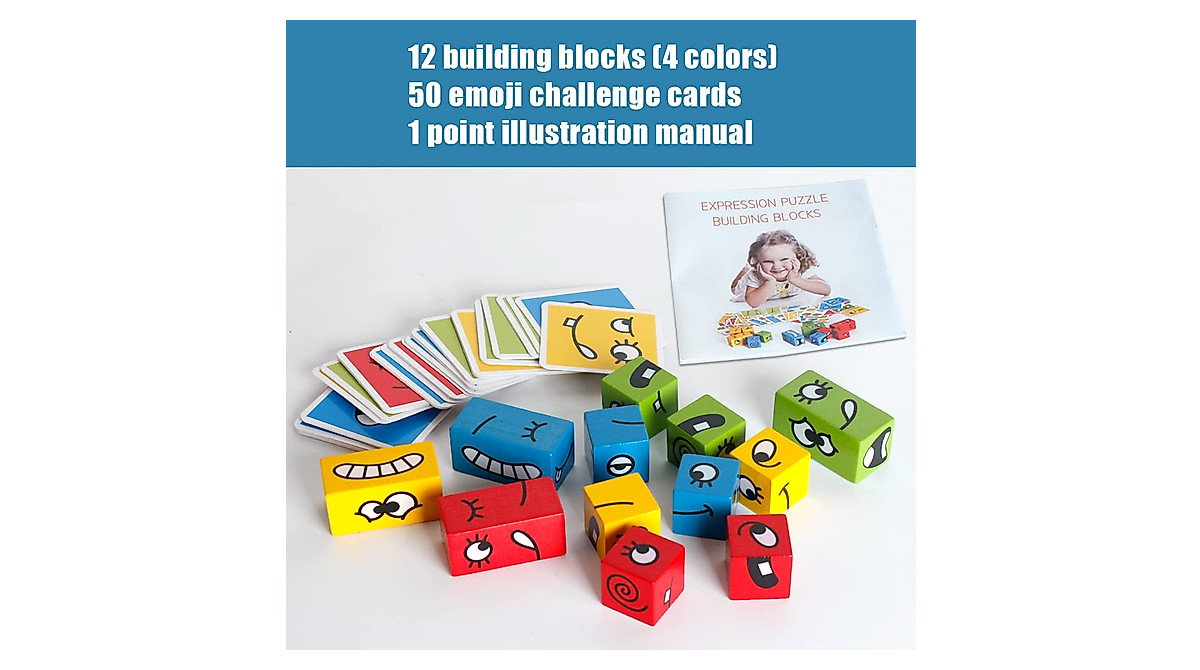 CHIYR Wooden Expression Block Puzzle Toy for Kids