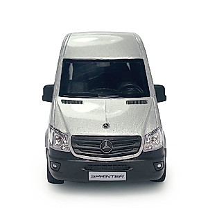 Sprinter Toy Truck Van Cargo Delivery Model Car Diecast Vehicle 1/36 Scale Metal Pull Back Toy Cars Doors Open Zinc Alloy Casting Toys for Boys Kids Birthday Gifts Mens Collection, Silver Gray