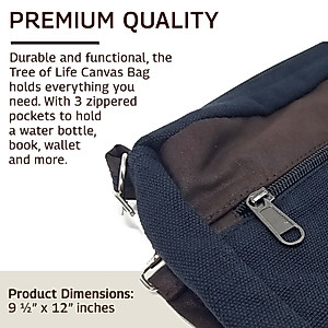 Canvas Crossbody Bag, Hippie Purse Handbag For Women, Top Zip Closure & Pockets, Adjustable and Removable Strap, 9 ½”W x 12”H