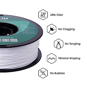 eSUN 3D 1.75mm PETG White Filament 1kg (2.2lb), PETG 3D Printer Filament, Dimensional Accuracy +/- 0.03 mm, 1.75mm Solid Opaque White