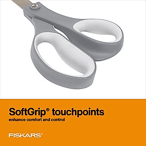 Fiskars 01-004761J Softgrip Scissors Straight Stainless Steel, 8 Inch,Gray