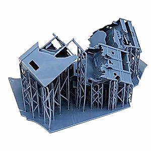 Outland Models Railway Scenery Structure Damaged City House Set (Large) 1:220 Z Scale